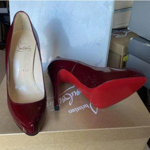 Christian Louboutin | Shoes | Christian Louboutin 36 555 Rolando Red Burgundy Patent Leather ...